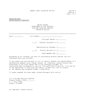 Fillable Online fws SAMPLE FIRST FOLLOW-UP NOTICE 263 FW 2 Exhibit 4 ...