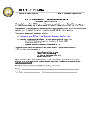 Fillable Online in DEALER OFF-ROAD VEHICLE / SNOWMOBILE REGISTRATION ...