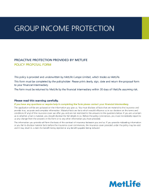 Fillable Online metlife co PROACTIVE PROTECTION PROVIDED BY METLIFE ...