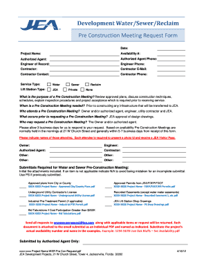 Fillable Online Pre Application-Design Review. Meeting Request Form Fax ...
