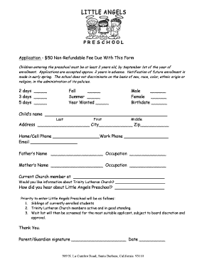 Fillable Online Application - $50 Non-Refundable Fee Due With This Form ...