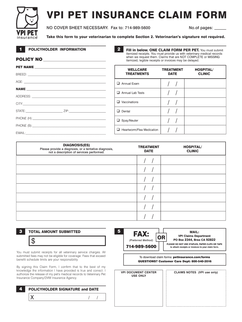 Fillable Online IVR Claim Form MASTER:IVR Claim Form F.qxd.qxd - Pet Insurance Fax Email Print ...