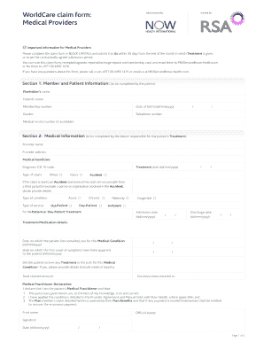 Fillable Online WorldCare claim form: Administered by: Insured by ...