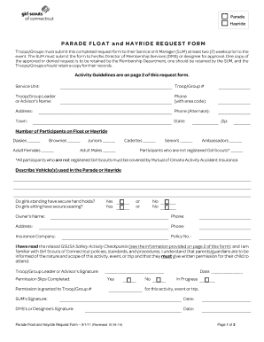 Fillable Online gsofct PARADE FLOAT & HAY RIDE APPROVAL REQUEST Fax ...