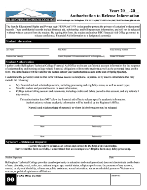 Fillable Online btc Authorization to Release Information - Bellingham ...