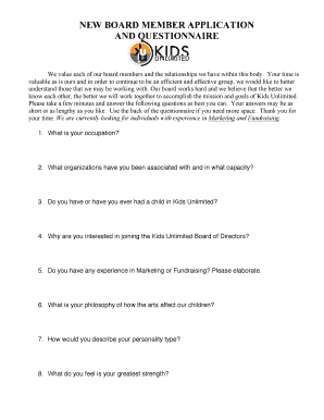 Fillable Online kuia NEW BOARD MEMBER APPLICATION AND QUESTIONNAIRE ...