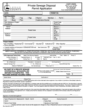 Fillable Online Safety Codes Private Sewage Permit Application. Planning and Development ...