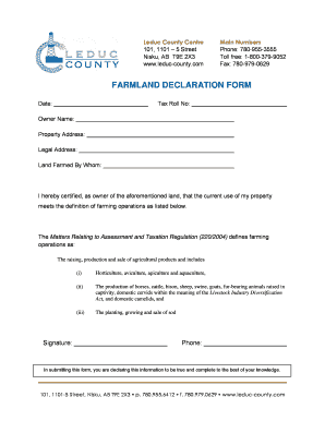 Fillable Online Farmland Declaration Application Form. Assessment ...