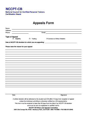 Fillable Online NCCPT-CB Appeals Form Fax Email Print - pdfFiller