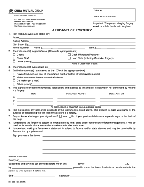 Fillable Online must AFFIDAVIT OF FORGERY - Self-Help Federal CU Fax Email Print - pdfFiller