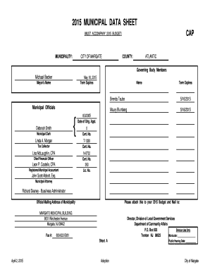 Fillable Online MUNICIPALITY: Fax Email Print - pdfFiller