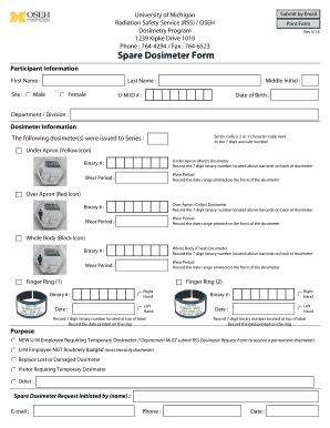 Fillable Online oseh umich Spare Dosimeter Form - OSEH - University of ...