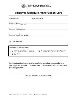 Fillable Online Employee Signature Authorization Card Fax Email Print ...