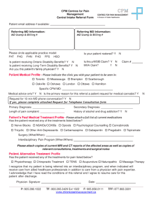 Fillable Online chronicpainmanagement CPM Referral Form - CPM Centres ...