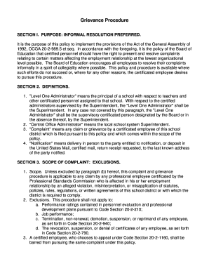 Fillable Online Grievance Procedure - colquitt.k12.ga.us Fax Email ...