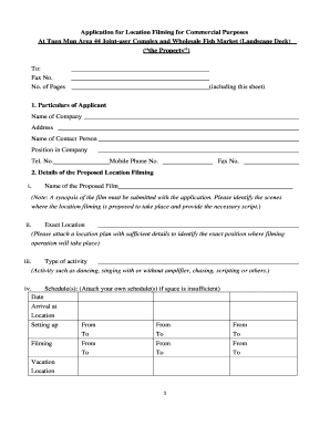 Fillable Online Application for Location Filming for Commercial ...