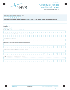 Fillable Online Agricultural vehicle permit application - VicRoads Fax ...