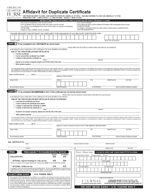 Fillable Online Affidavit for Duplicate Certificate - AWA Fax Email Print - pdfFiller
