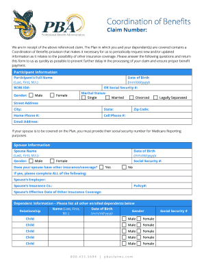 Fillable Online mech701-benefits Coordination of Benefits Form Fax ...