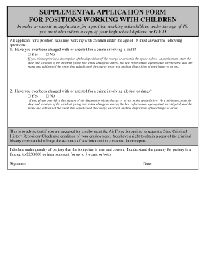 Fillable Online supplemental application form for positions working ...