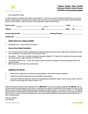 Fillable Online Medicare Transition Patient Checklist Continuous ...