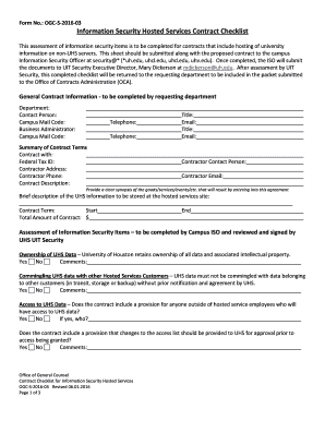 Fillable Online uh Information Security Hosted Services Contract ...