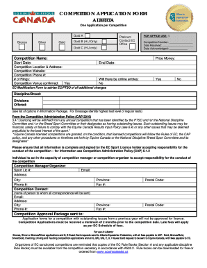 Fillable Online COMPETITION APPLICATION FORM - Alberta Equestrian ...