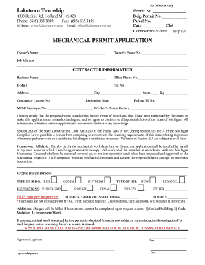 Fillable Online laketowntwp MECHANICAL PERMIT APPLICATION - laketowntwp.org Fax Email Print ...