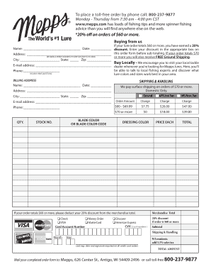 Fillable Online Order Form - Mepps Fax Email Print - pdfFiller