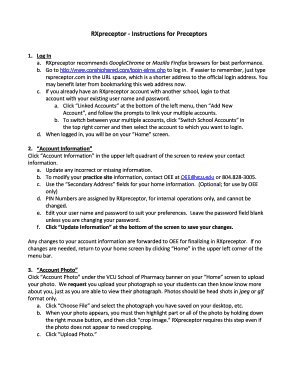 Fillable Online pharmacy vcu RXpreceptor - Instructions for Preceptors ...
