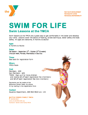 Fillable Online ymcabattlecreek Swim lessons Registration September 12th- October 22nd.docx ...