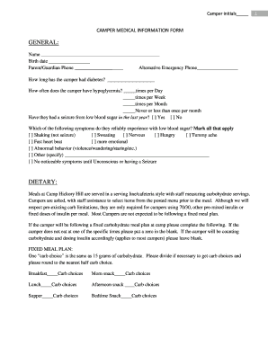 Fillable Online Camper Medical Form - Camp Ballibay Fax Email Print ...