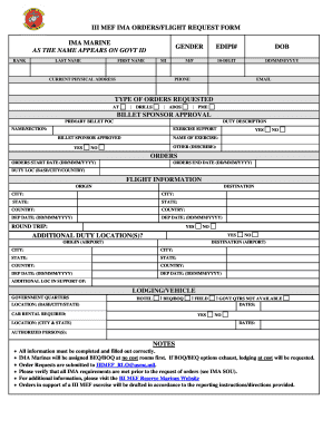 Fillable Online iiimef marines III MEF IMA ORDERS/FLIGHT REQUEST FORM ...