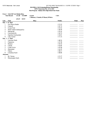 Fillable Online ihsaa Girls Swimming & Diving State Finals Preview ...