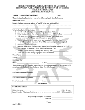 Fillable Online sgcity Amending a Subdivision Plat Application Cover ...