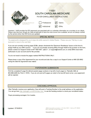 Fillable Online South Carolina Medicare Part A & HHH EDI Form for ...