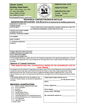 Fillable Online clinton-county MECHANICAL CONTRACTOR/BOILER INSTALLER ...
