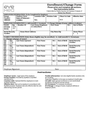 Fillable Online ben omb delaware Lyon Gear EyeMed Enroll Form - ben.omb ...