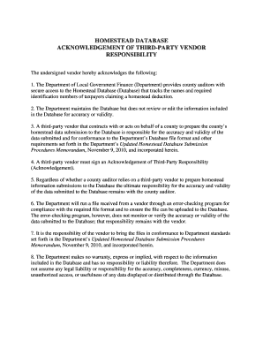 Fillable Online in homestead database acknowledgement of third-party ...