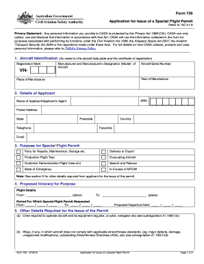 Fillable Online casa gov Form 725 Application for Issue of a Special ...