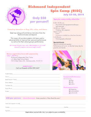 Fillable Online hhsband Richmond Independent Spin Camp (RISC) - hhsband Fax Email Print - pdfFiller