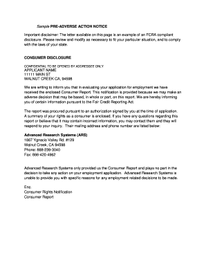 Fillable Online Sample PRE-ADVERSE ACTION NOTICE Fax Email Print ...