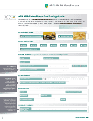Fillable Online ABN AMRO MeesPierson Gold Card application Fax Email ...
