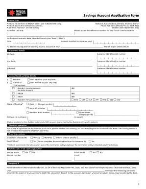 Fillable Online Savings Account Application Form - National Australia ...