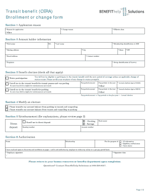 Fillable Online Transit benefit enrollment or change request Fax Email ...