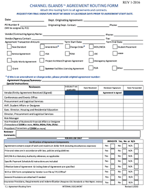 Fillable Online csuci CHANNEL ISLANDS AGREEMENT ROUTING FORM Fax Email ...