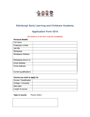Fillable Online Edinburgh Early Learning and Childcare Academy ...