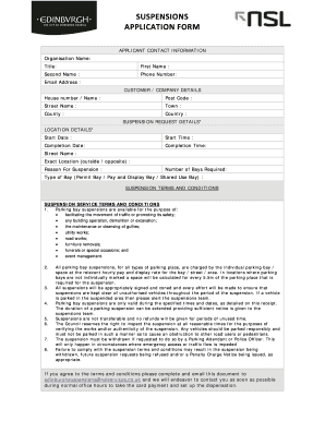 Fillable Online suspensions application form - The City of Edinburgh ...