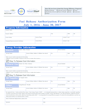 Fillable Online Fuel Release Authorization Form July 1, 2016 - June 30 ...