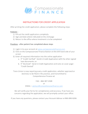 Fillable Online INSTRUCTIONS FOR CREDIT APPLICATION After printing the ...